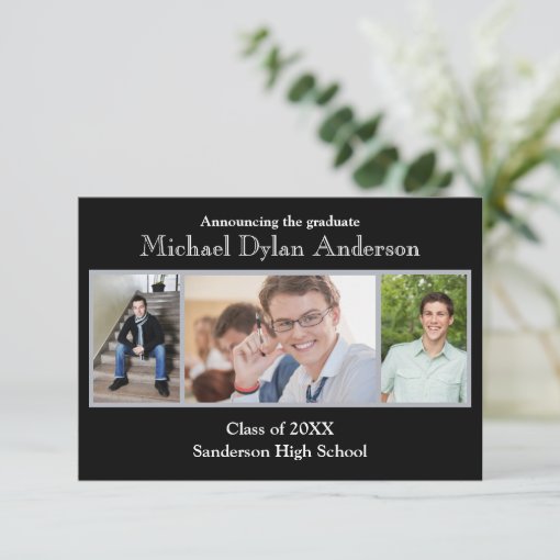 Black/Gray Background - 3x5 Graduation Party Invitation | Zazzle