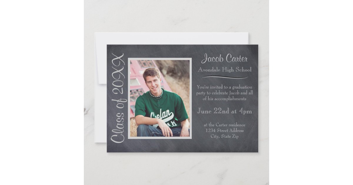 Black/Gray Chalkboard - Graduation Announcement | Zazzle