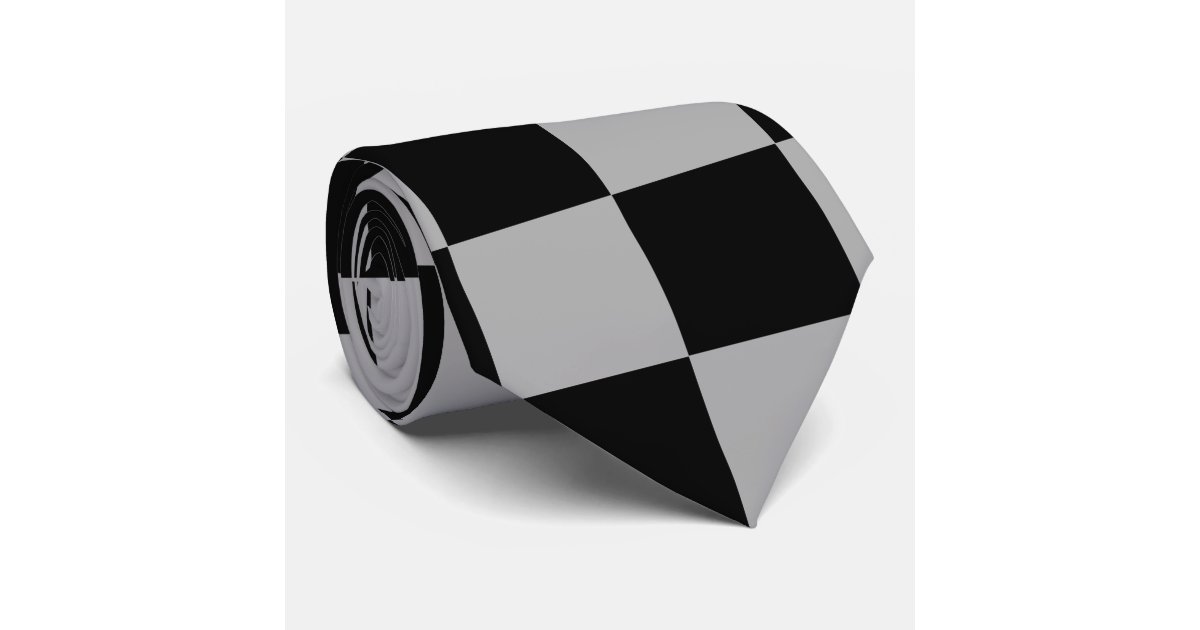 Black + Gray Check Checkered Checkerboard Pattern Neck Tie | Zazzle