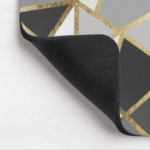 Black & Gray Modern Geo Gold Triangles Mouse Pad | Zazzle