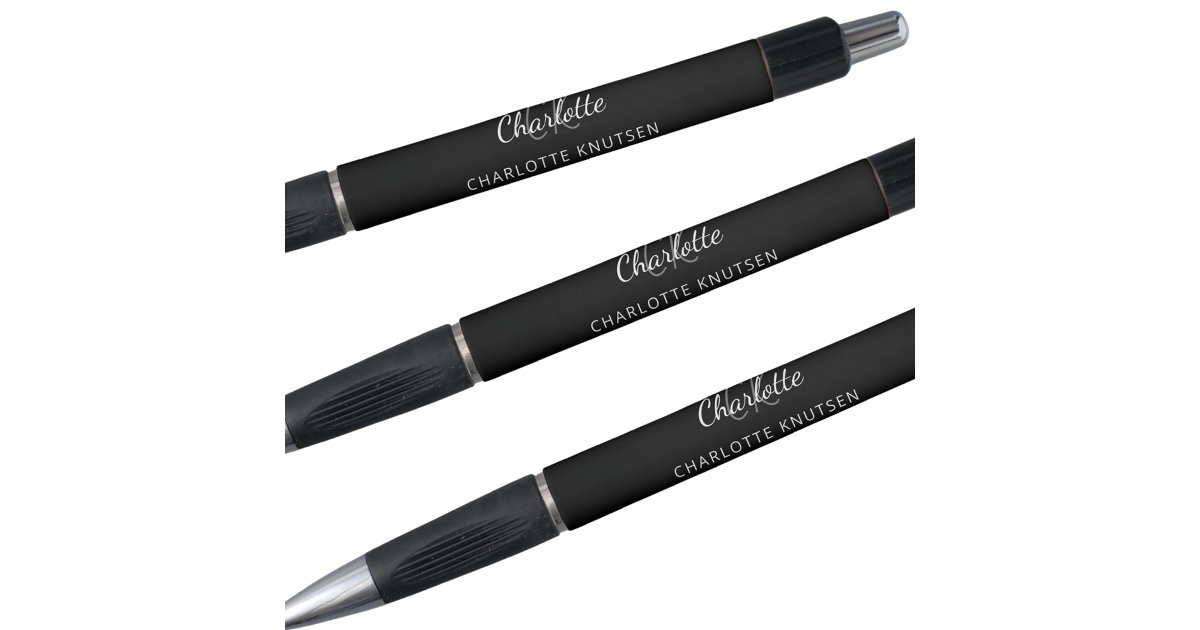 Black gray monogram name script pen | Zazzle