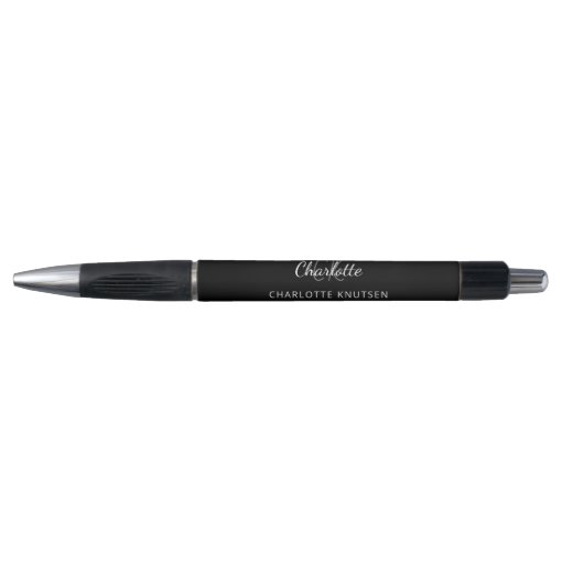 Black gray monogram name script pen | Zazzle