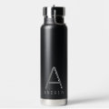 Black Gray Personalized Modern Simple Monogram Water Bottle | Zazzle