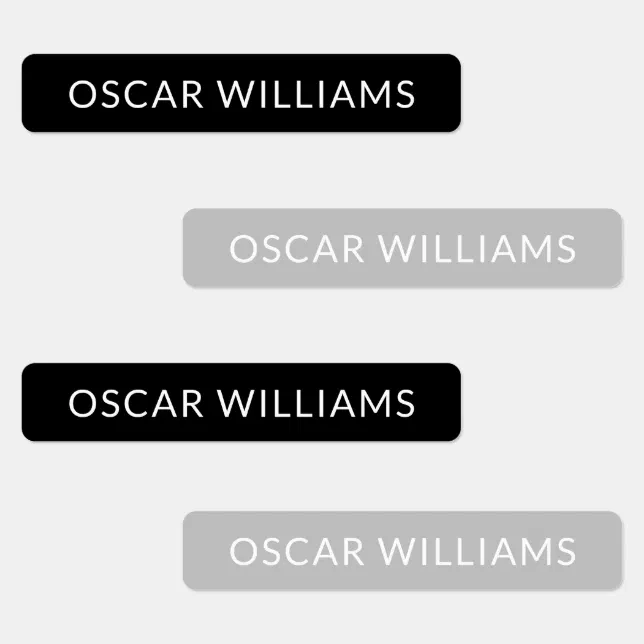 Black Gray Personalized Name School Waterproof Kids' Labels | Zazzle