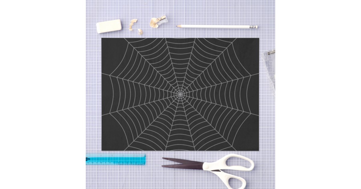 Black gray spider web Halloween pattern Tissue Paper | Zazzle