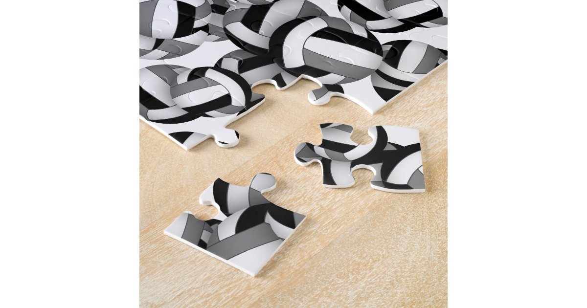 black gray team colors girls boys volleyball jigsaw puzzle | Zazzle