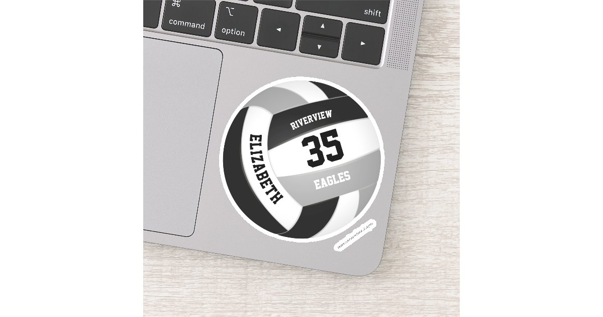black gray team colors girls boys volleyball sticker | Zazzle