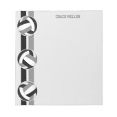 black gray team colors volleyball coach custom notepad | Zazzle