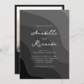 Black Gray Wavy Geometric QR Code Photo Wedding Invitation | Zazzle