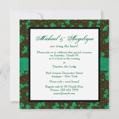 Black green Irish wedding party Invitation | Zazzle