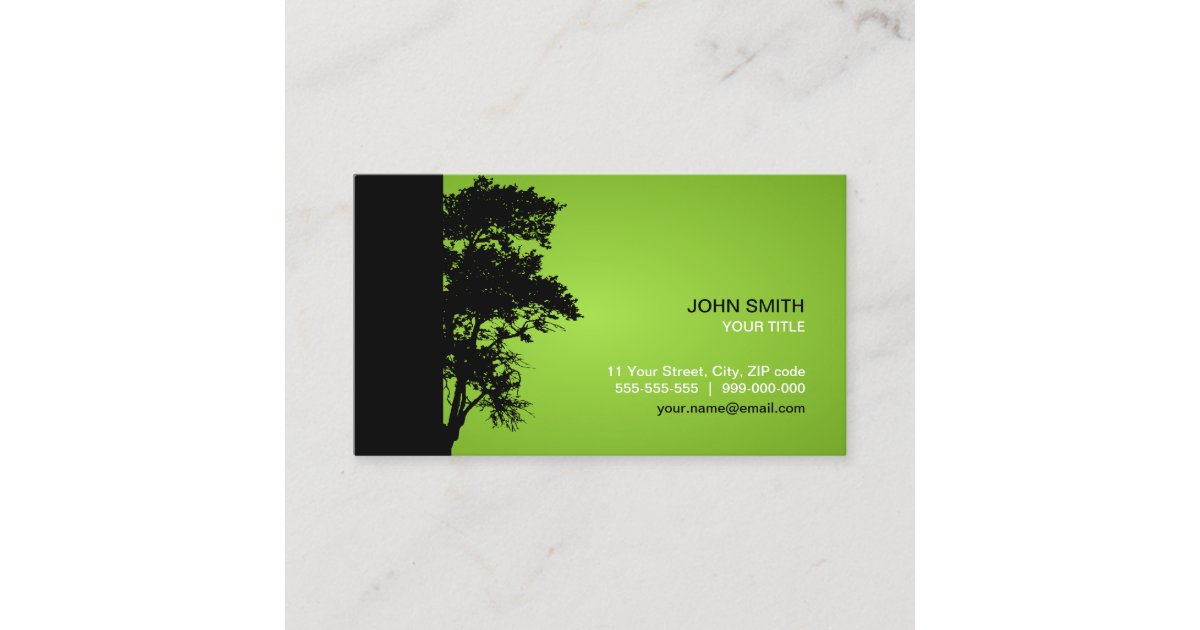 Black / Green Tree business card | Zazzle