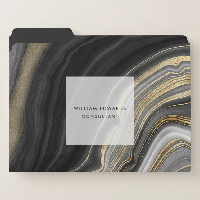 Black Grey and Gold Marble Stone File Folder | Zazzle