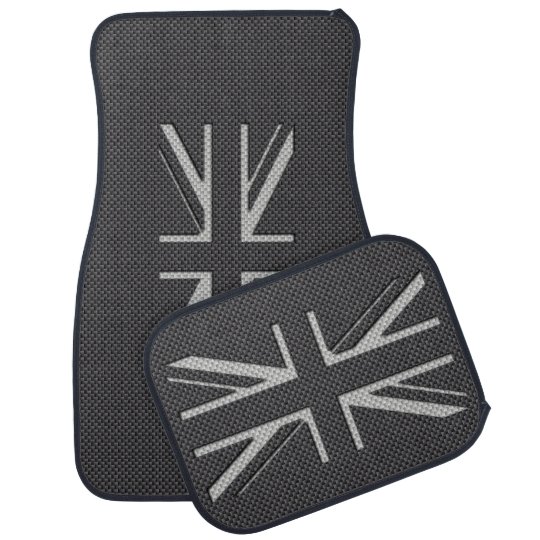 Black & Grey Carbon Fiber UK Flag Union Jack Car Floor Mat | Zazzle.com