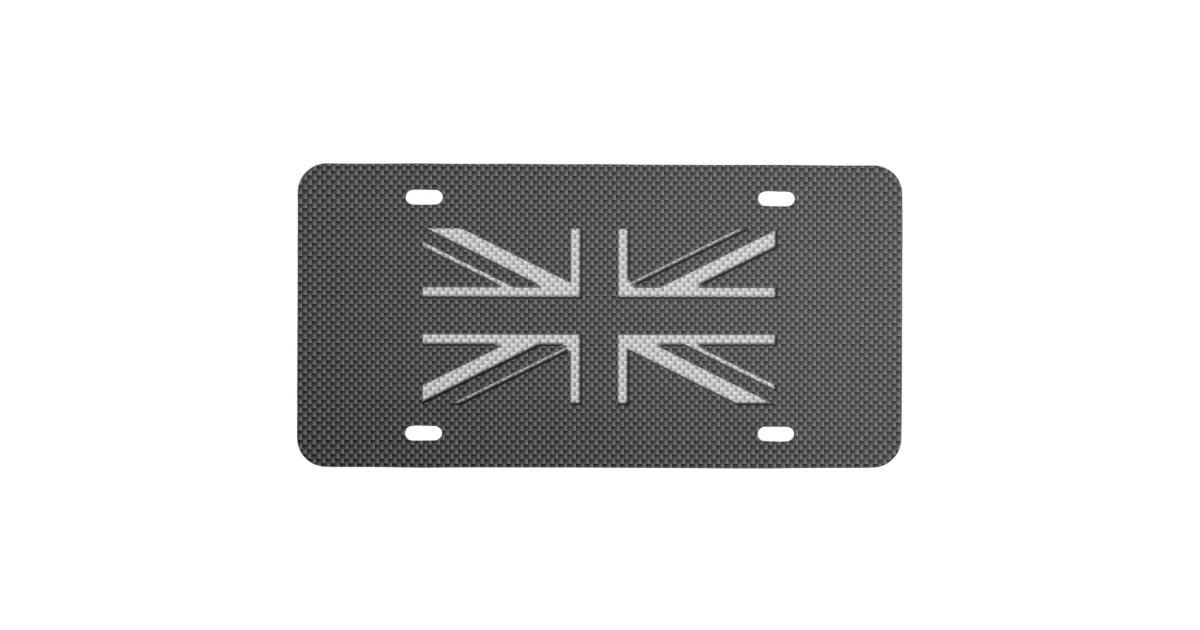 Black & Grey Carbon Fiber UK Flag Union Jack License Plate | Zazzle