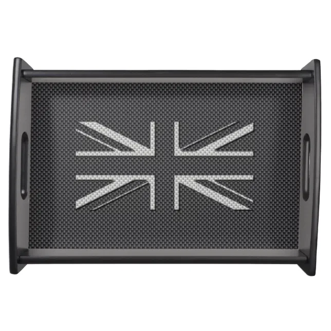 Black & Grey Carbon Fiber UK Flag Union Jack Serving Tray | Zazzle