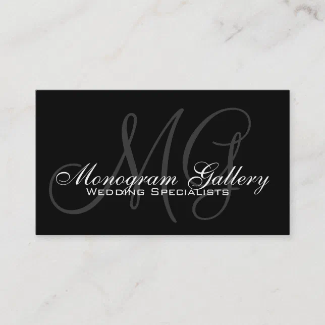 Black Grey Monogram Customizable Business Card | Zazzle