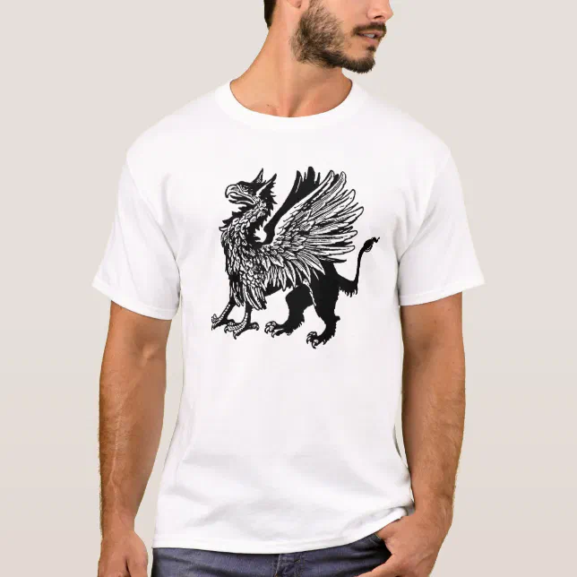 Black Griffin - Medieval gryphon design T-Shirt | Zazzle