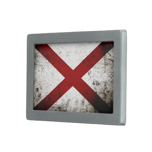 Black Grunge Alabama State Flag Belt Buckle | Zazzle