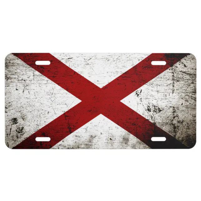 Black Grunge Alabama State Flag License Plate | Zazzle