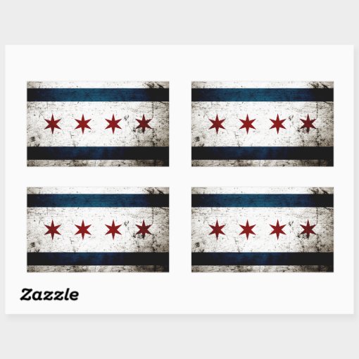 Black Grunge Chicago Flag Rectangular Sticker | Zazzle