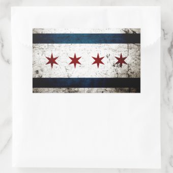 Black Grunge Chicago Flag Rectangular Sticker | Zazzle