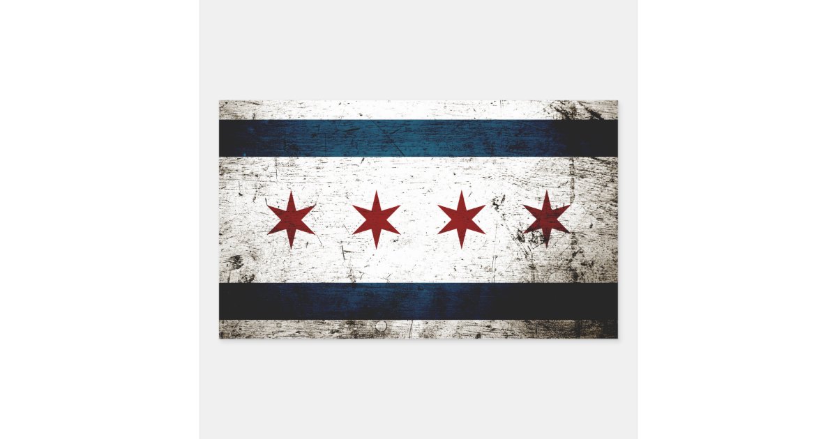 Black Grunge Chicago Flag Rectangular Sticker | Zazzle