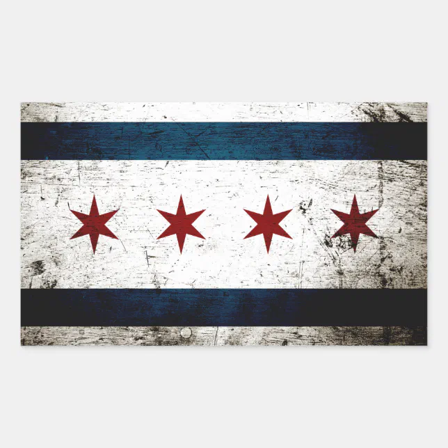 Black Grunge Chicago Flag Rectangular Sticker | Zazzle