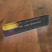 Black Grunge Colombia Flag Name Plate | Zazzle