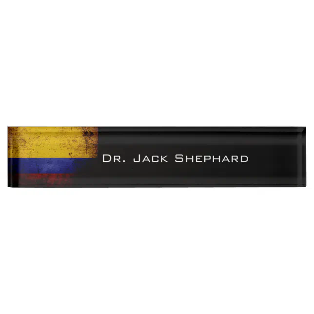 Black Grunge Colombia Flag Name Plate | Zazzle