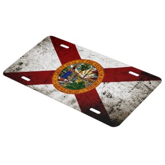 Black Grunge Florida State Flag License Plate | Zazzle