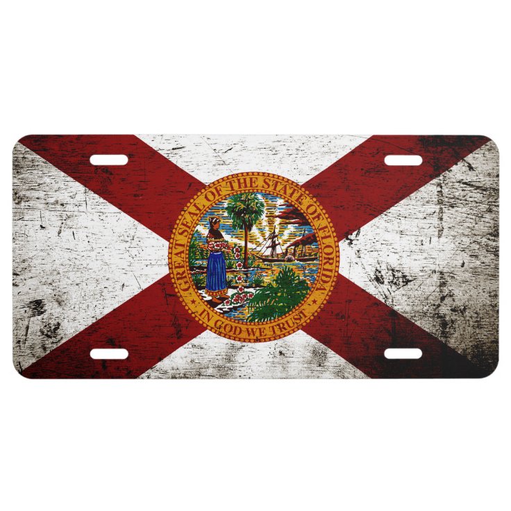 Black Grunge Florida State Flag License Plate | Zazzle