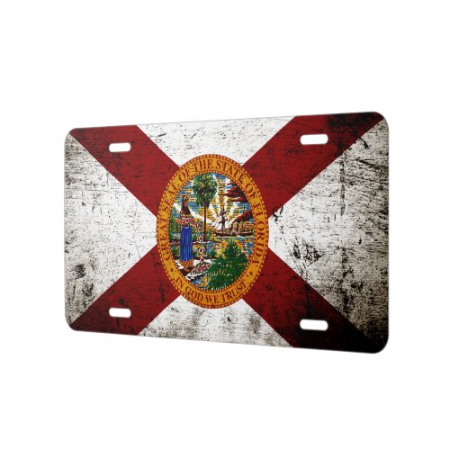 Black Grunge Florida State Flag License Plate | Zazzle