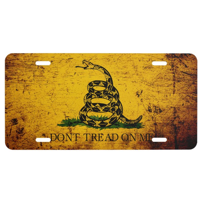 Black Grunge Gadsden Flag License Plate | Zazzle.com