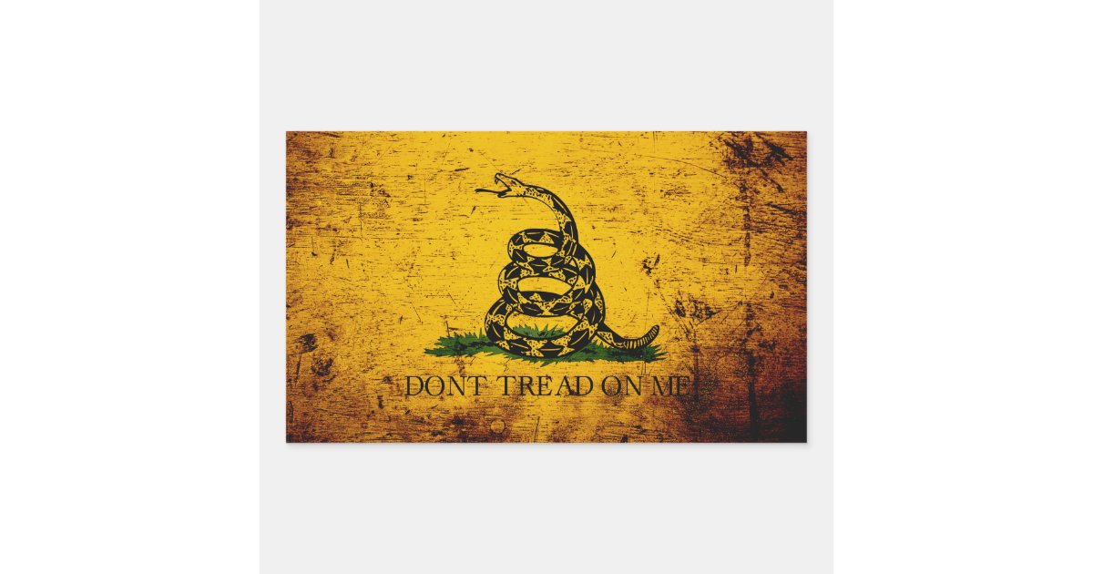 Black Grunge Gadsden Flag Rectangular Sticker | Zazzle