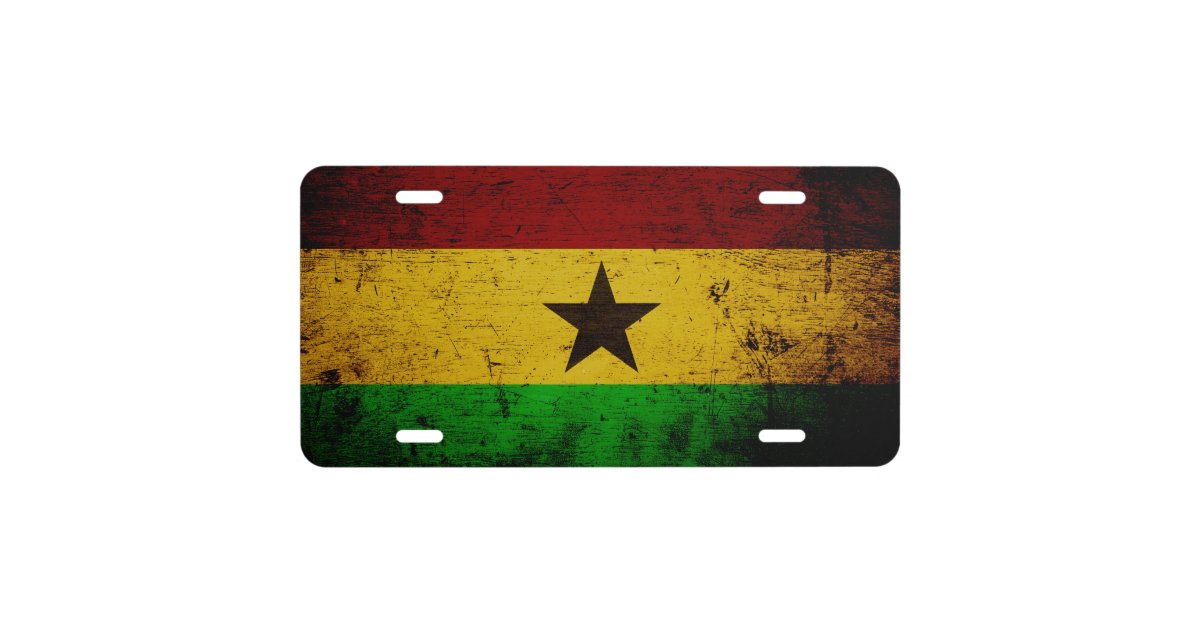 Black Grunge Ghana Flag License Plate | Zazzle