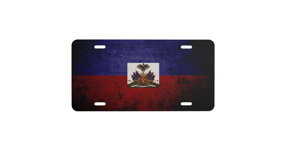 Black Grunge Haiti Flag License Plate | Zazzle