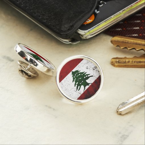 Black Grunge Lebanon Flag Lapel Pin | Zazzle
