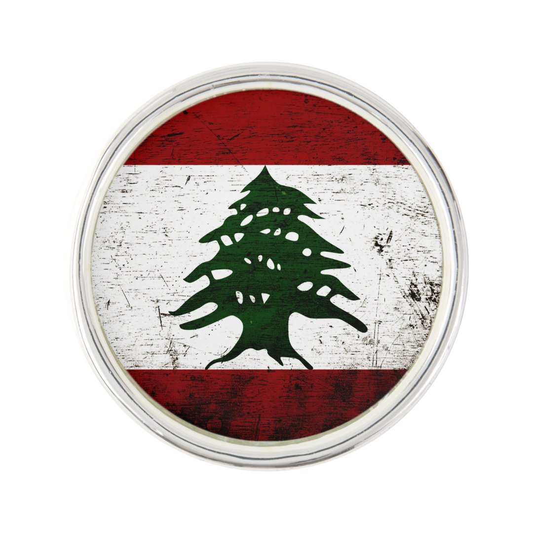 Black Grunge Lebanon Flag Lapel Pin | Zazzle