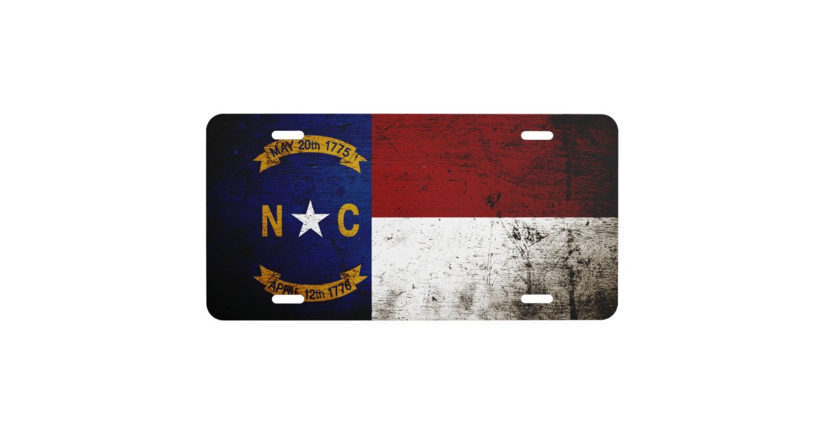 Black Grunge North Carolina State Flag License Plate | Zazzle
