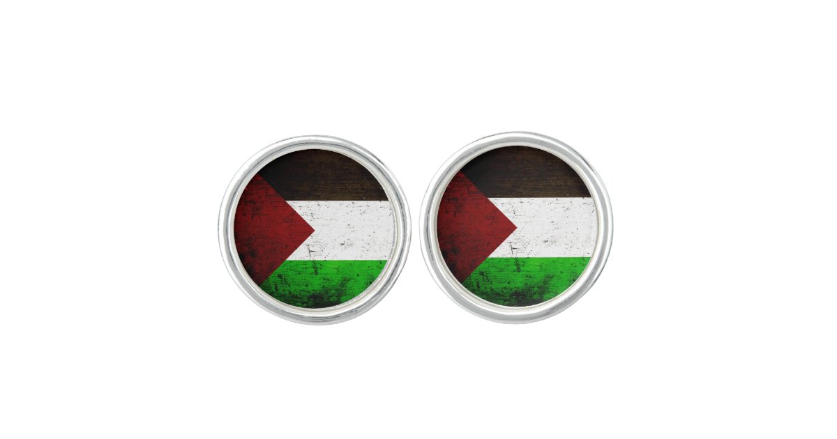 Black Grunge Palestine Flag Cufflinks | Zazzle