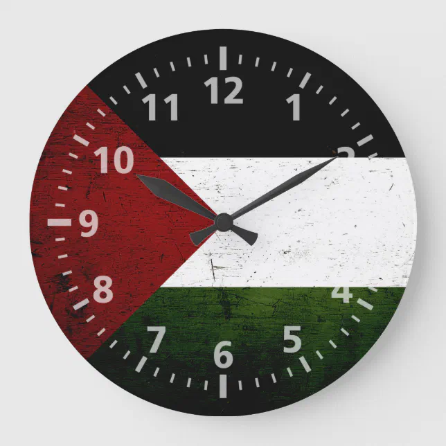 Black Grunge Palestine Flag Large Clock | Zazzle