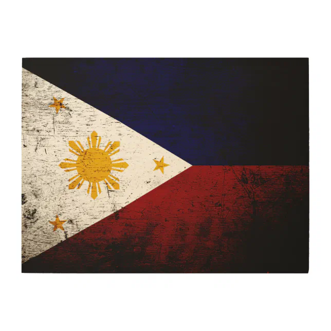 Black Grunge Philippines Flag Wood Wall Decor | Zazzle