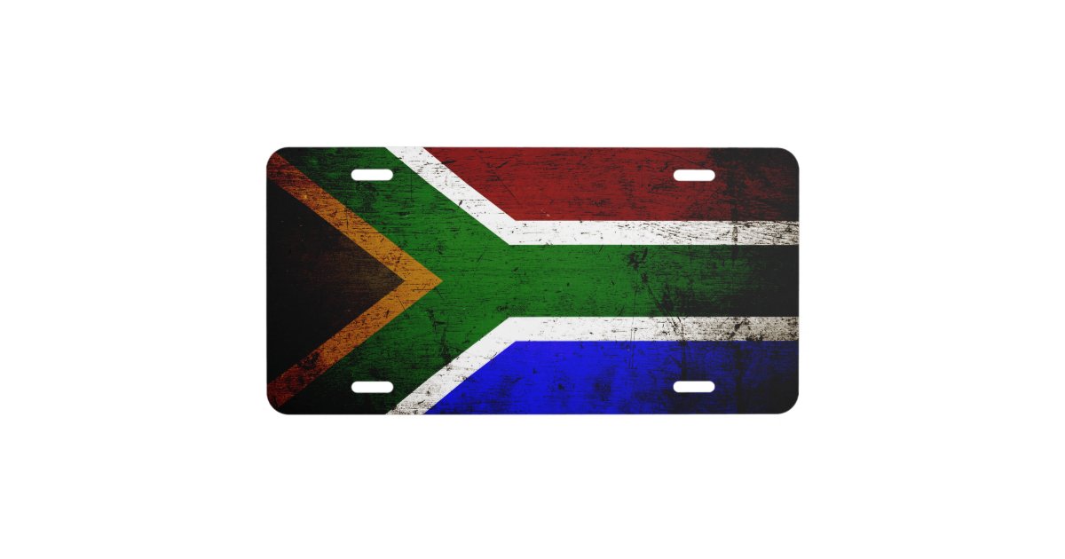Black Grunge South Africa Flag License Plate | Zazzle