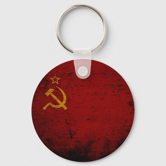 Black Grunge Soviet Union Flag Keychain | Zazzle