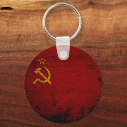 Black Grunge Soviet Union Flag Keychain | Zazzle