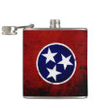 Black Grunge Tennessee State Flag Flask | Zazzle