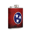 Black Grunge Tennessee State Flag Flask | Zazzle