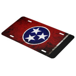 Black Grunge Tennessee State Flag License Plate | Zazzle