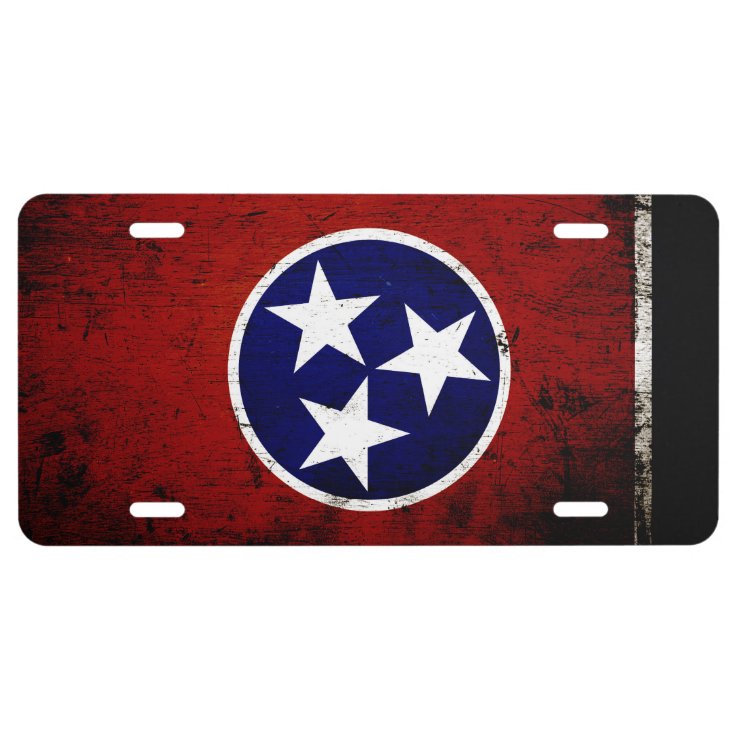 Black Grunge Tennessee State Flag License Plate | Zazzle