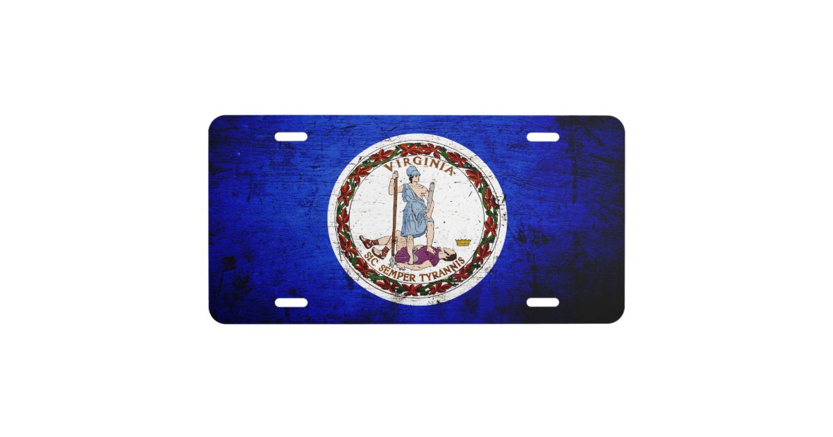 Black Grunge Virginia State Flag License Plate | Zazzle